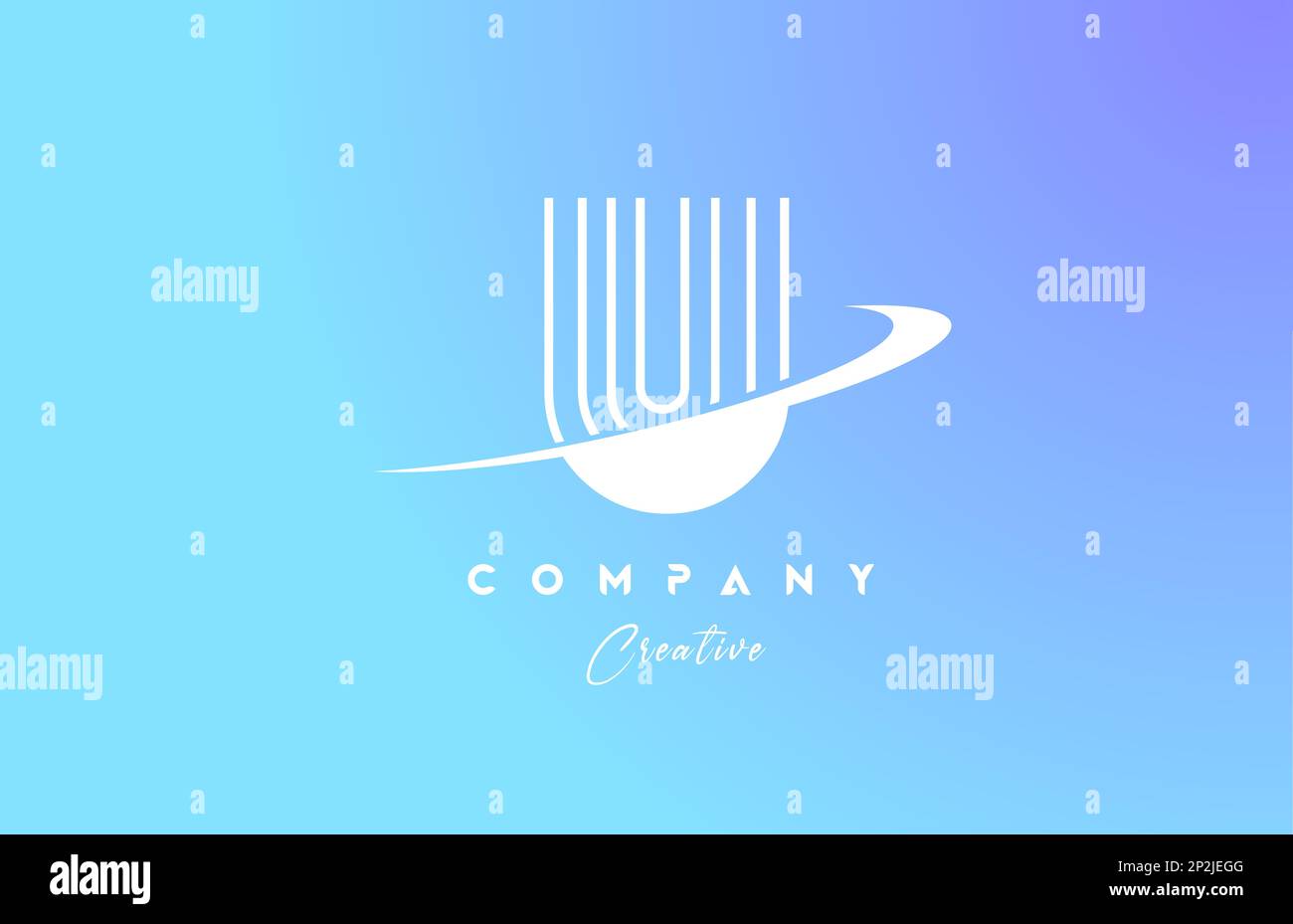 pastel color U blue alphabet letter logo icon design with swoosh ...