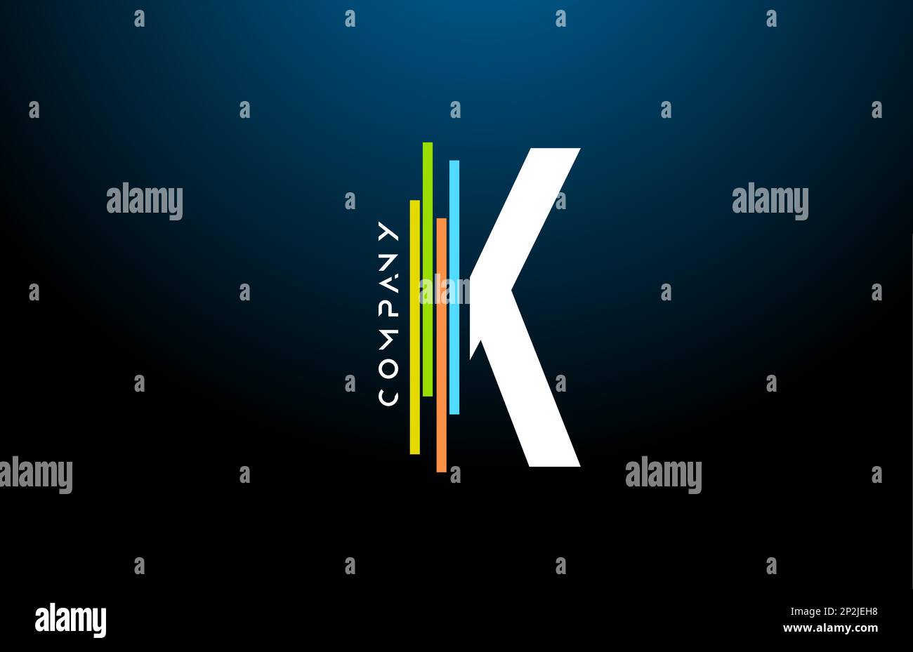 colored K alphabet letter logo icon design with line. Creative template ...