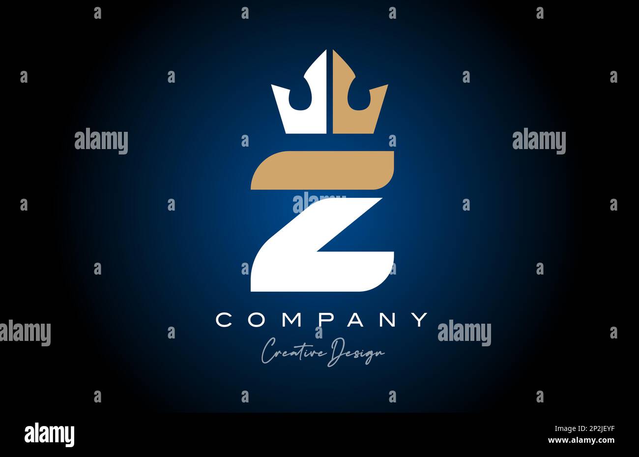 white brown Z alphabet letter logo icon design with king crown ...