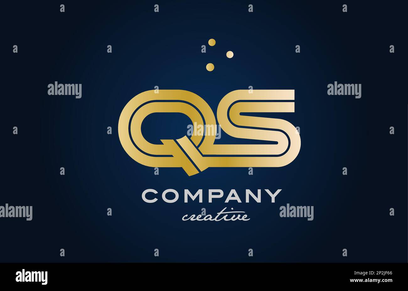 gold golden QS combination alphabet bold letter logo with dots. Joined ...
