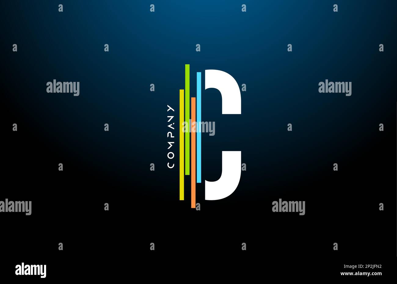 colored C alphabet letter logo icon design with line. Creative template ...