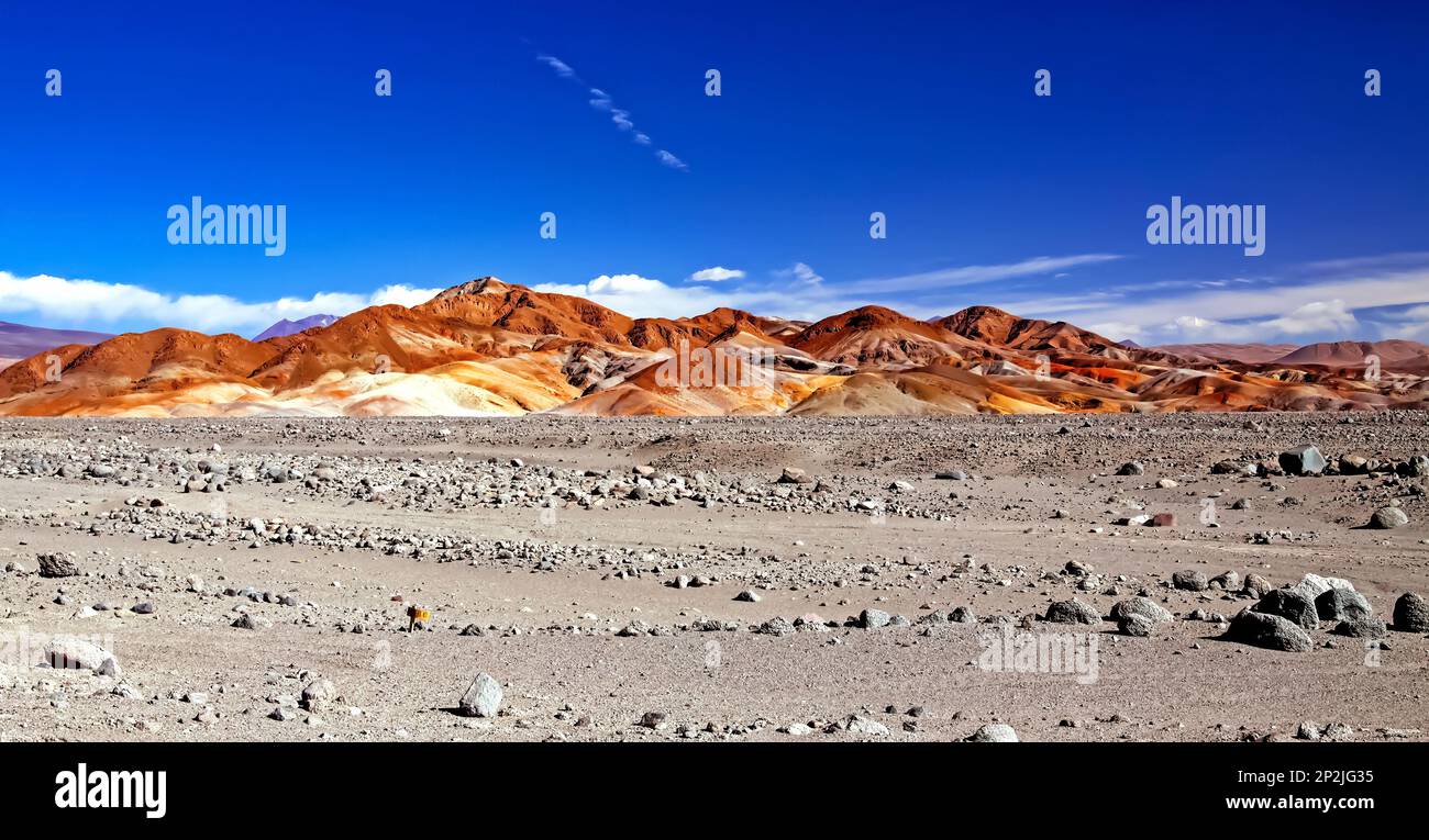 Beautiful spectacular desert landscape, grey vast empty endless stony ...