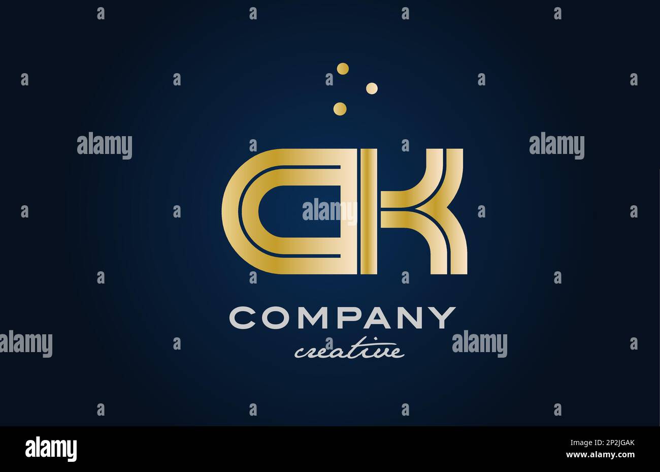 gold golden CK combination alphabet bold letter logo with dots. Joined ...