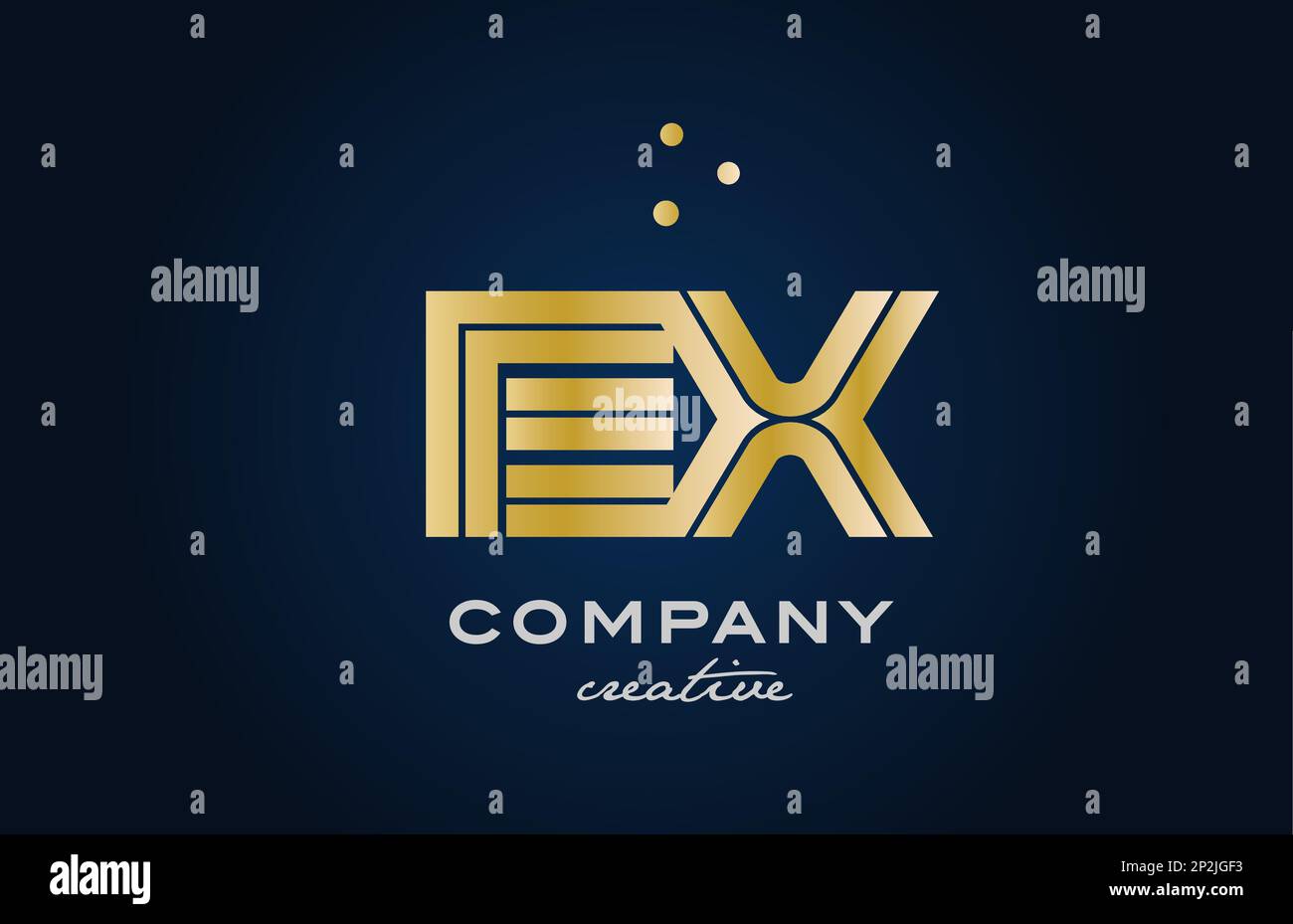 gold golden EX combination alphabet bold letter logo with dots. Joined ...