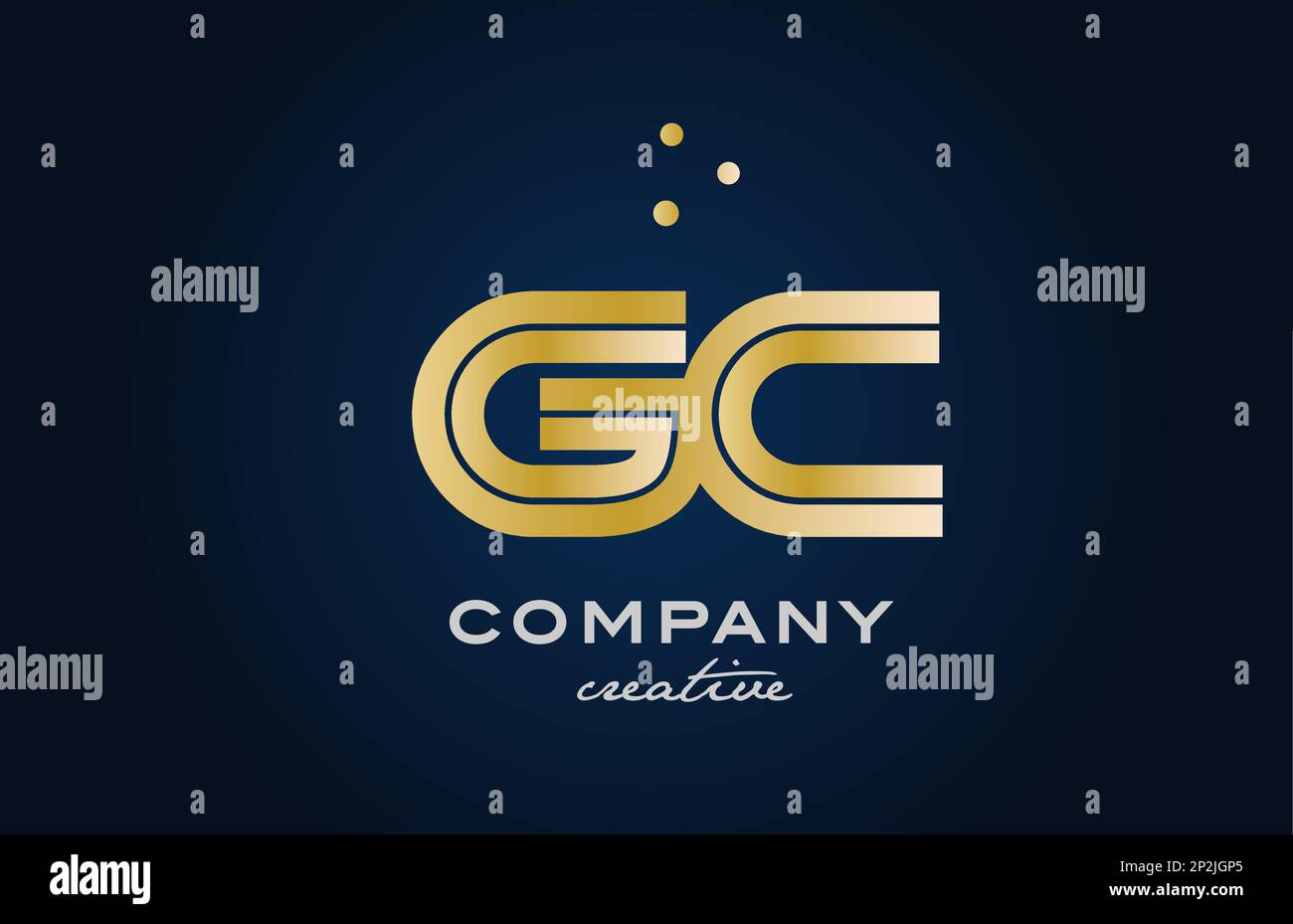 gold golden GC combination alphabet bold letter logo with dots. Joined ...