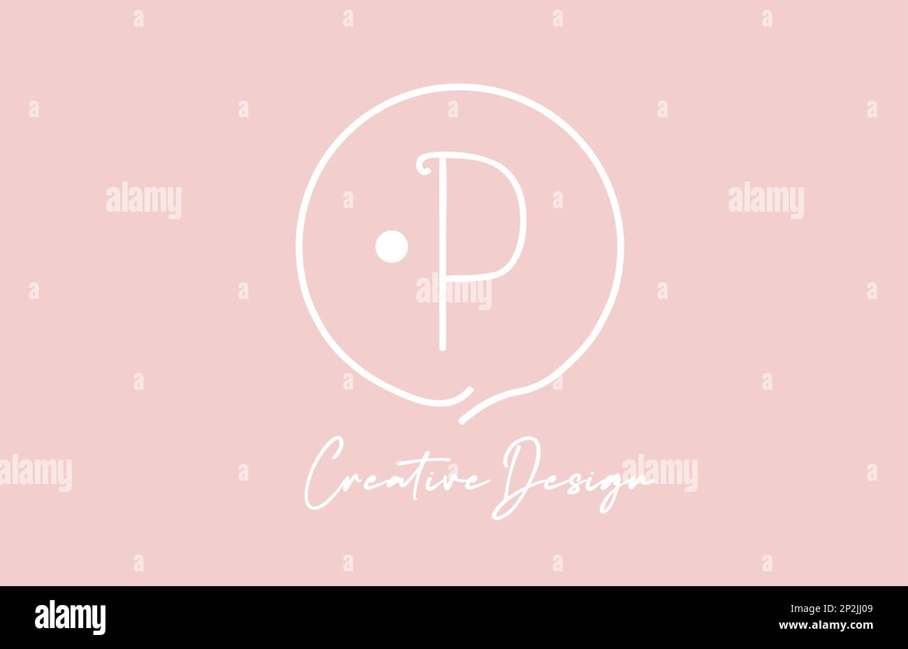 pink white P alphabet letter logo icon design with circle and vintage ...
