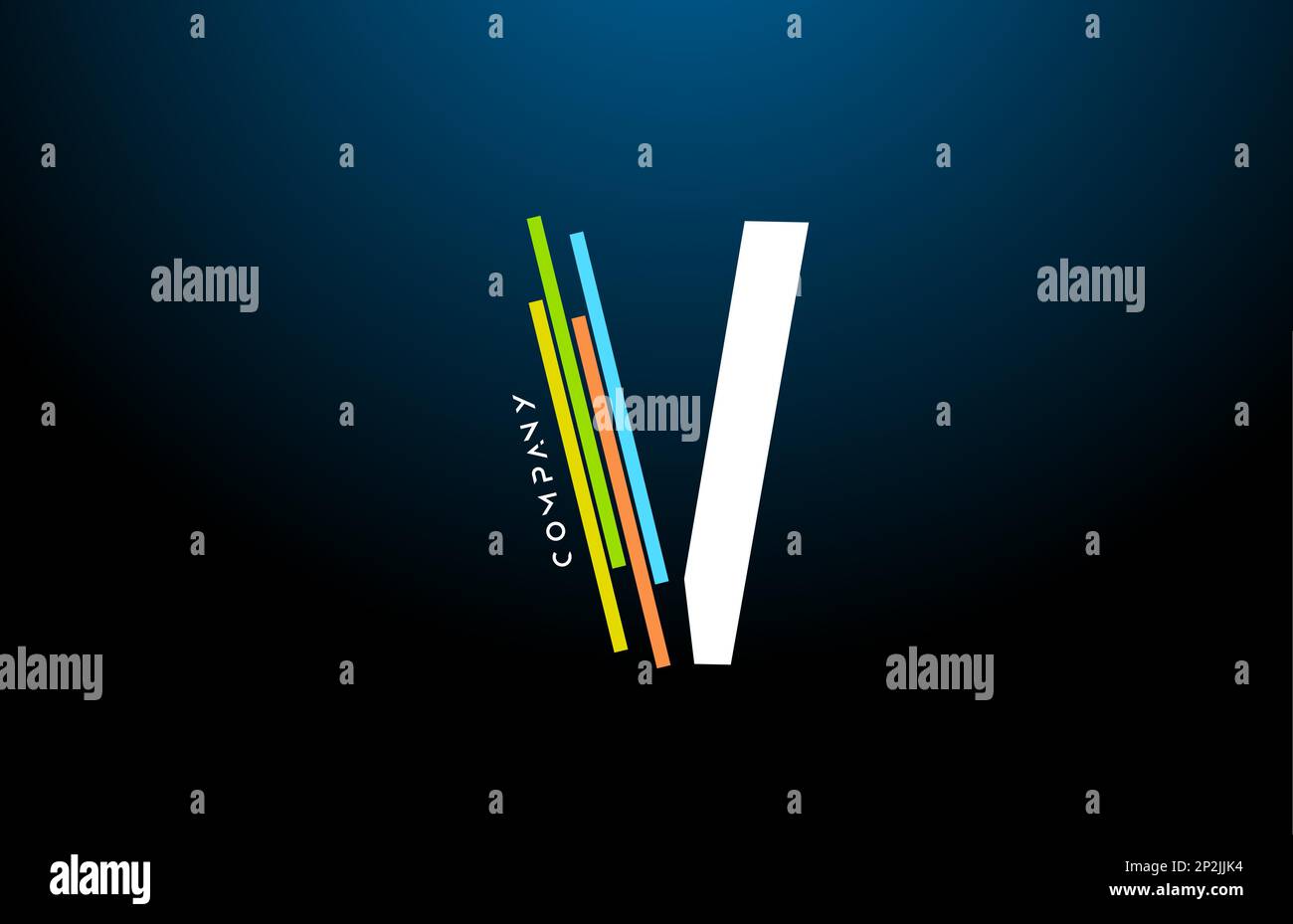 colored V alphabet letter logo icon design with line. Creative template ...