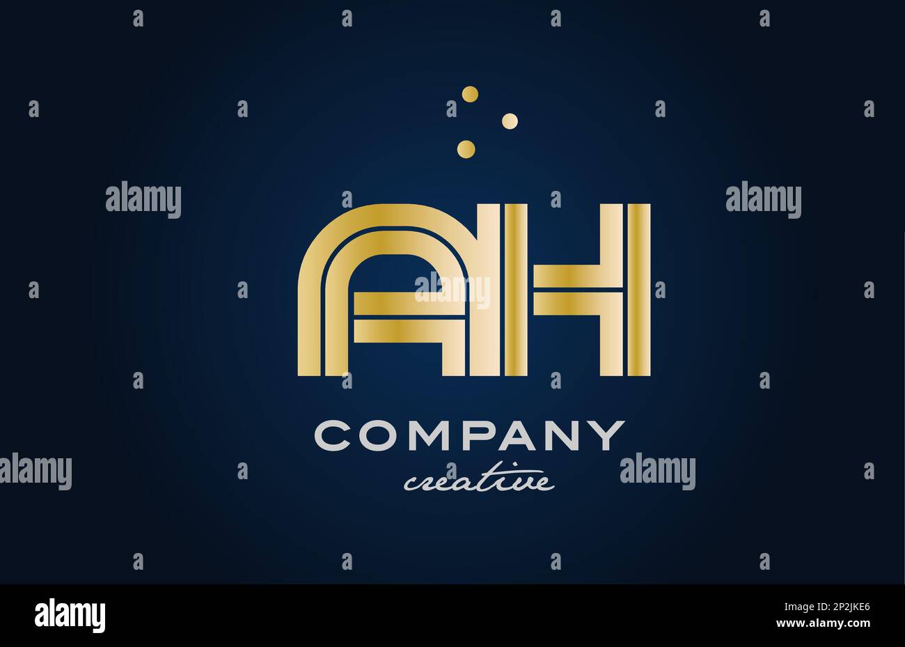 gold golden AH combination alphabet bold letter logo with dots. Joined ...