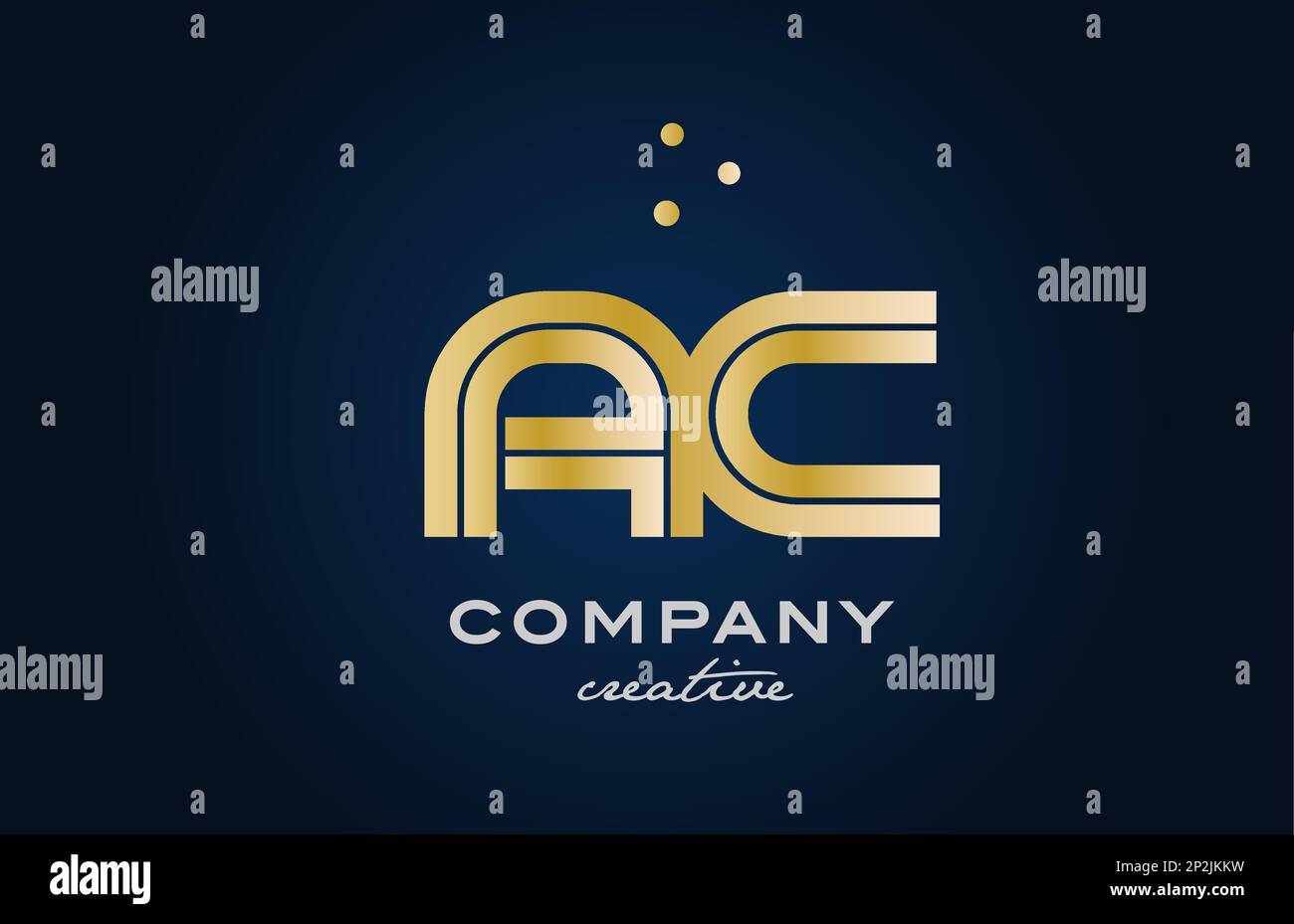 gold golden AC combination alphabet bold letter logo with dots. Joined ...
