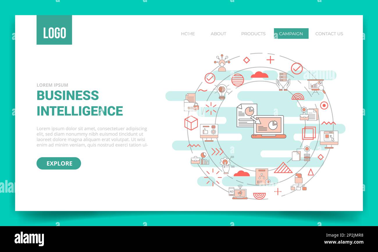 business intelligence concept with circle icon for website template or ...