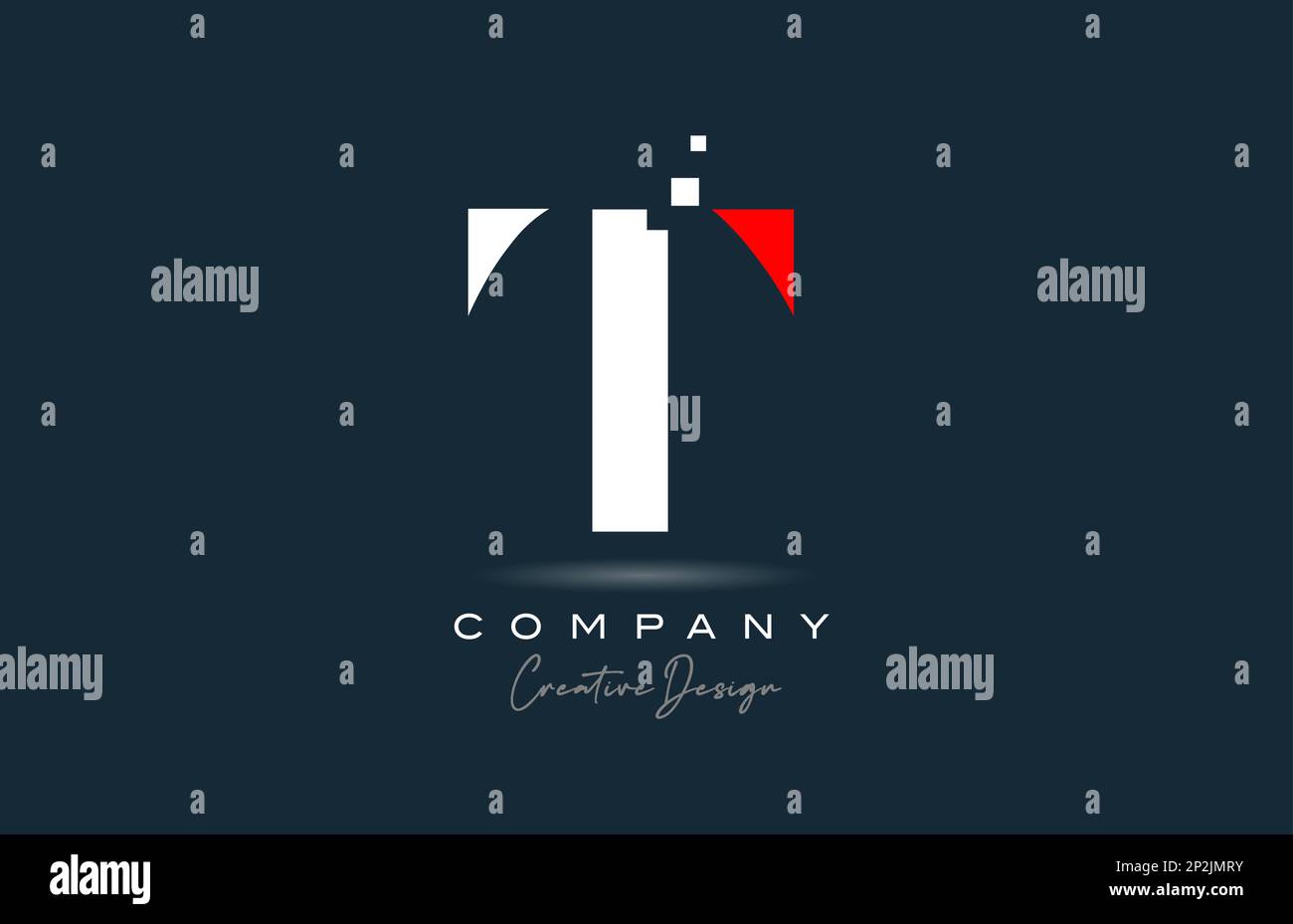red white T alphabet letter logo icon design with dots. Creative ...