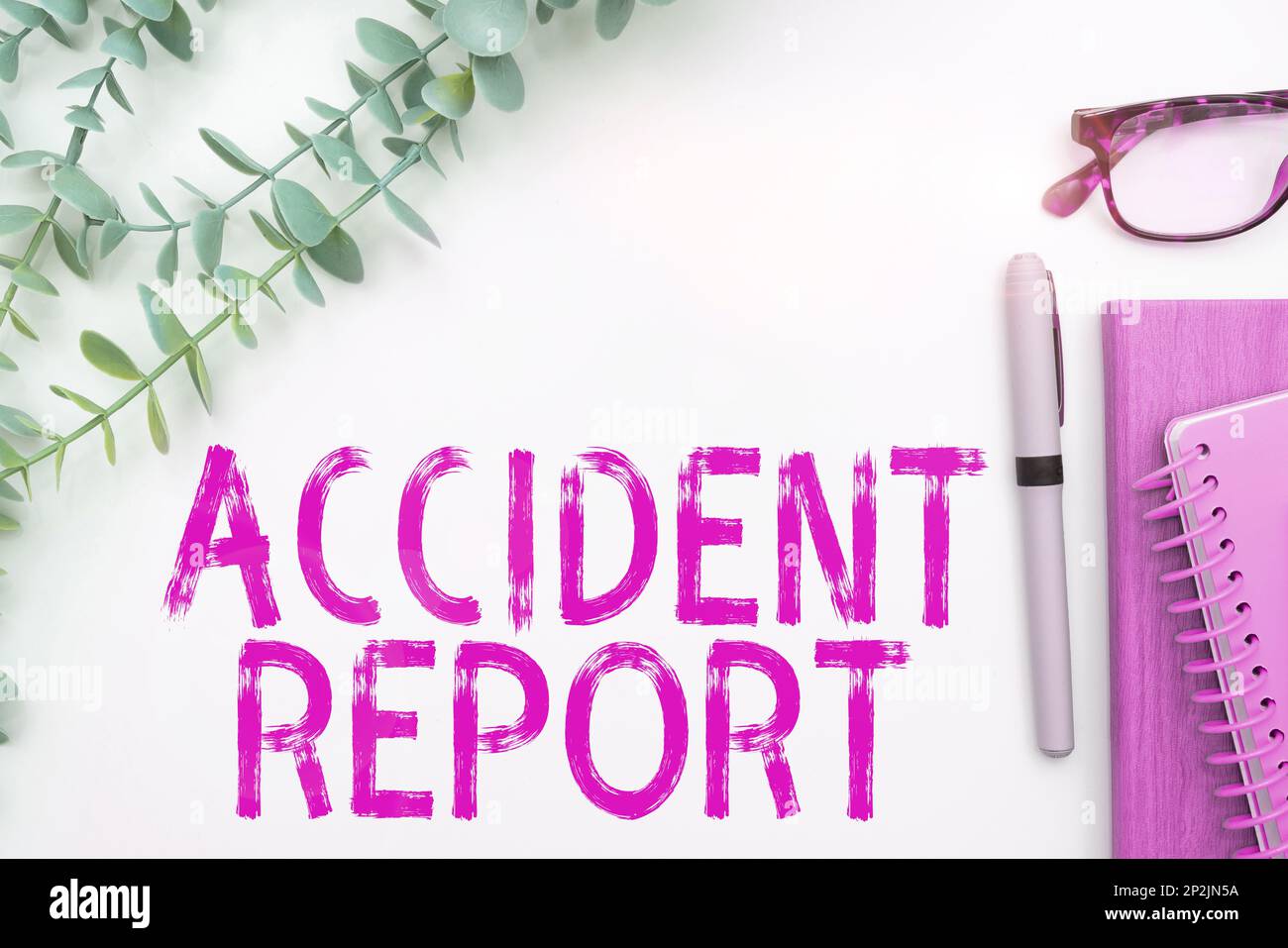 Text caption presenting Accident Report. Word Written on A form that is ...