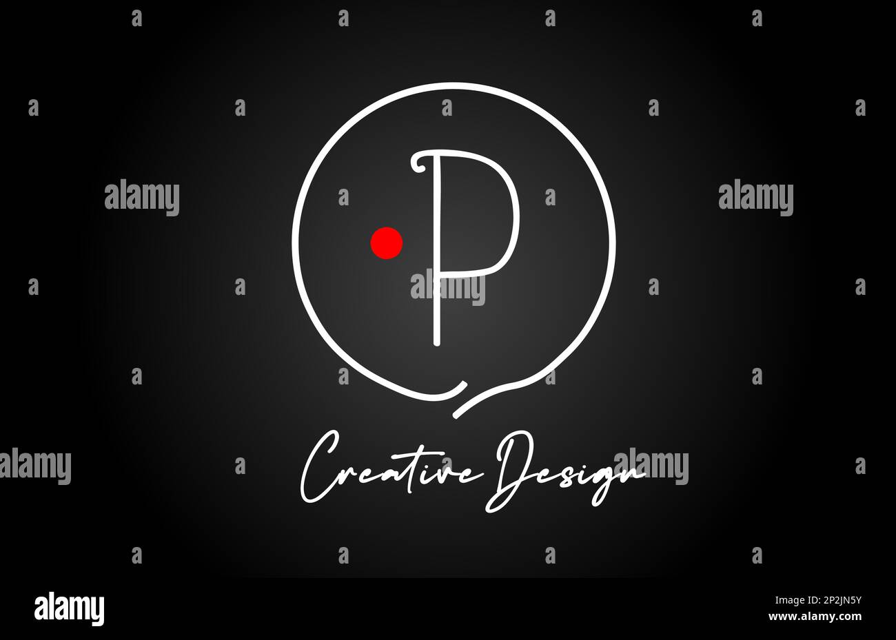 P alphabet letter logo icon design with line red dot and vintage style ...