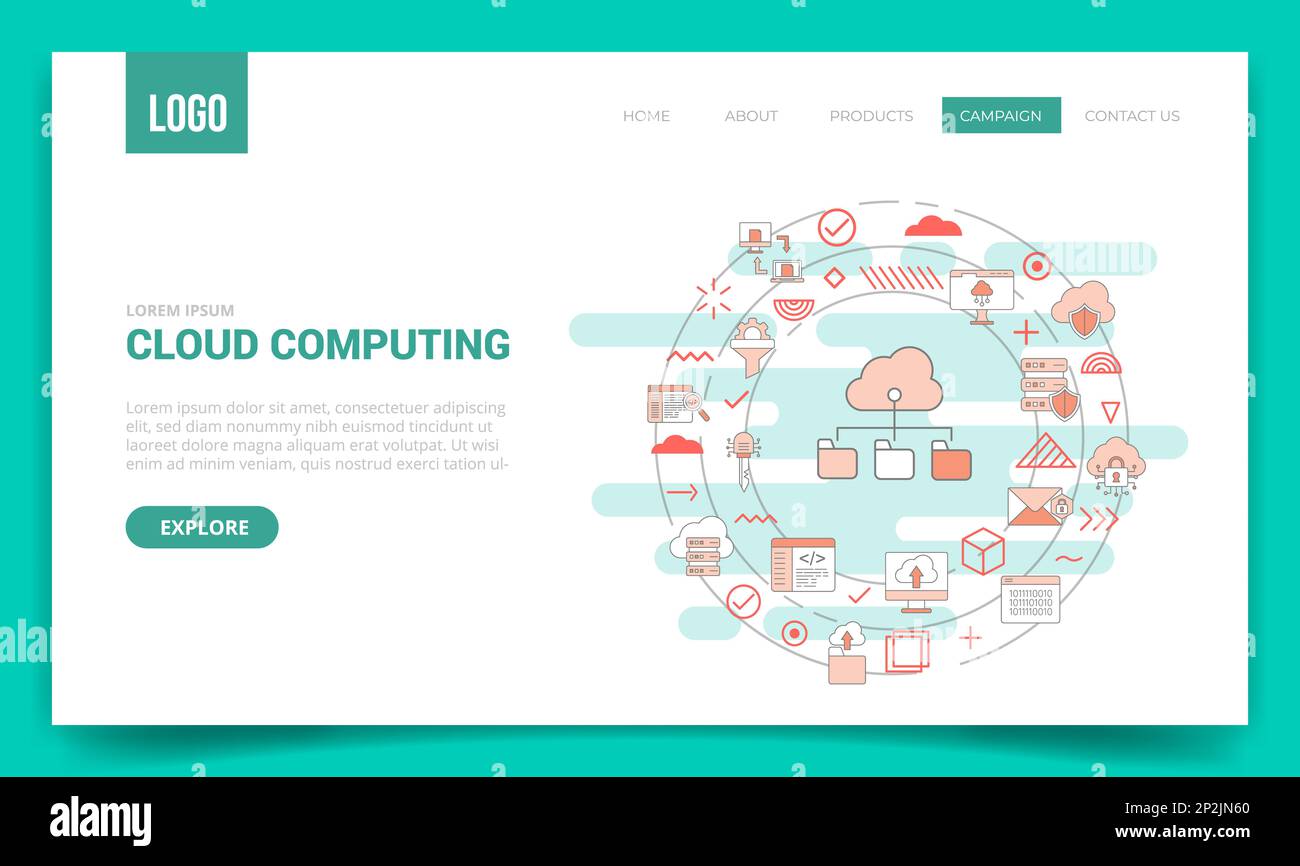 cloud computing concept with circle icon for website template or ...