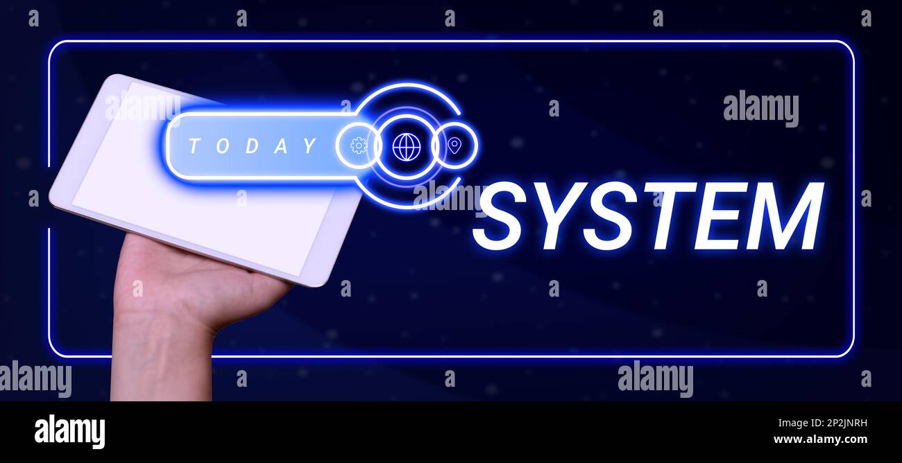 Conceptual display System. Business concept set of things working ...