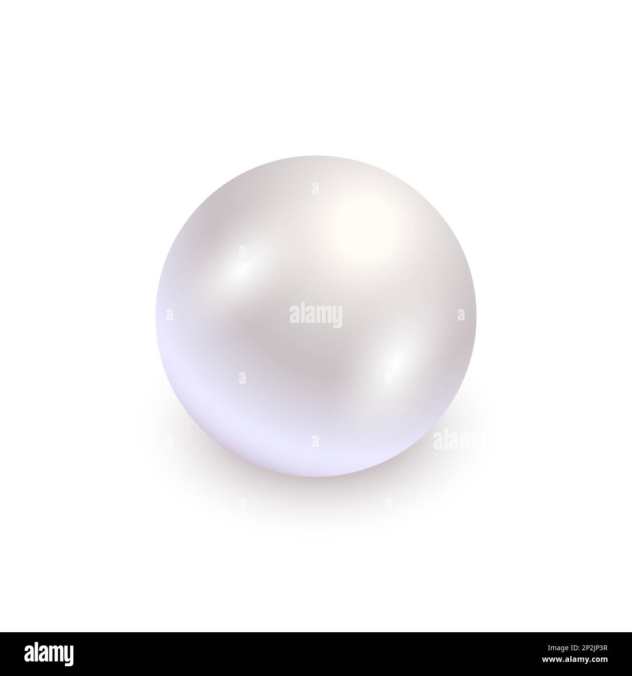 Realistic white pearl with shadow isolated on white background. Shiny ...
