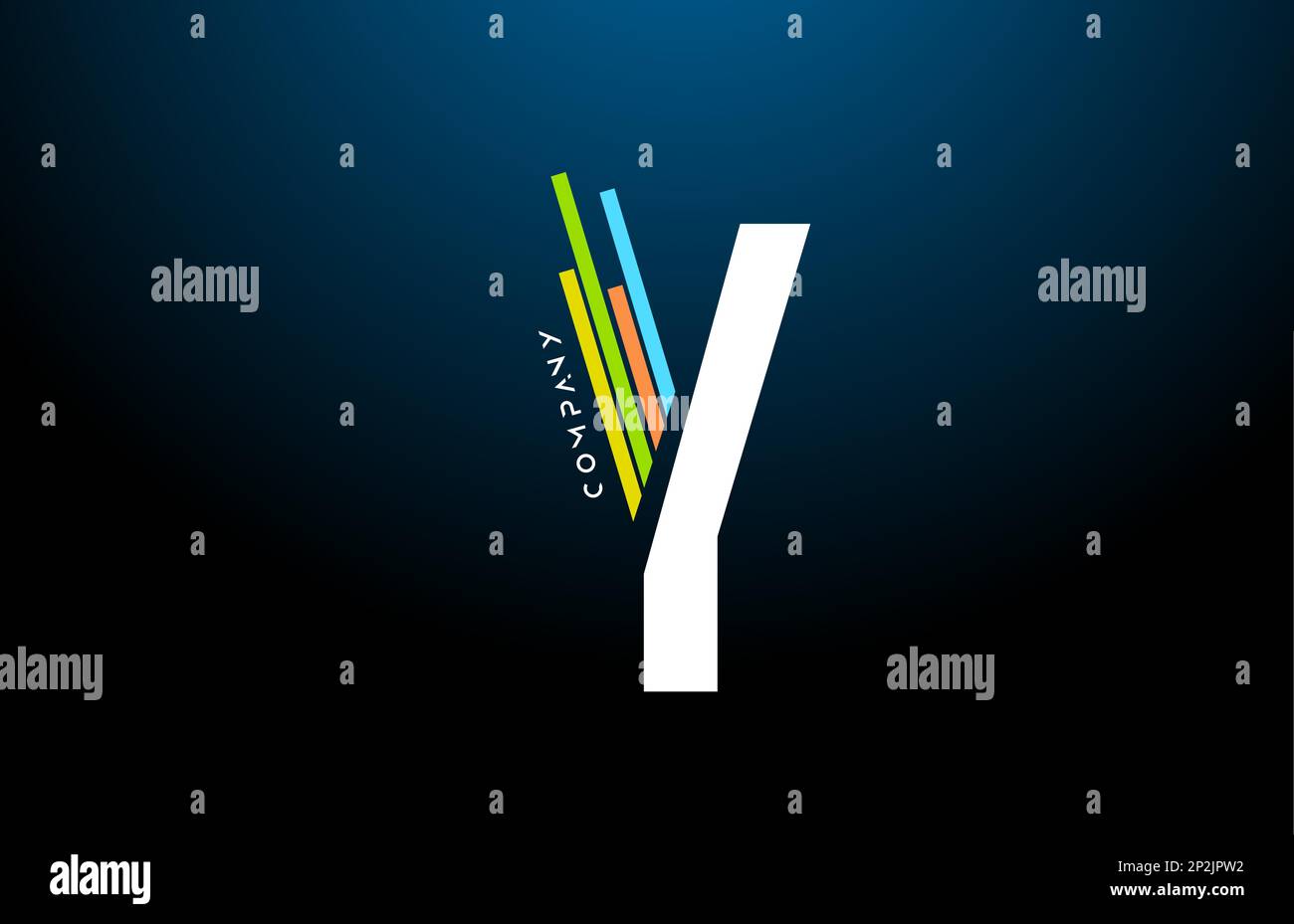 colored Y alphabet letter logo icon design with line. Creative template ...