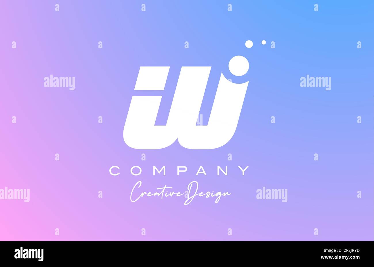 blue pastel W alphabet letter logo with white dots. Corporate creative ...