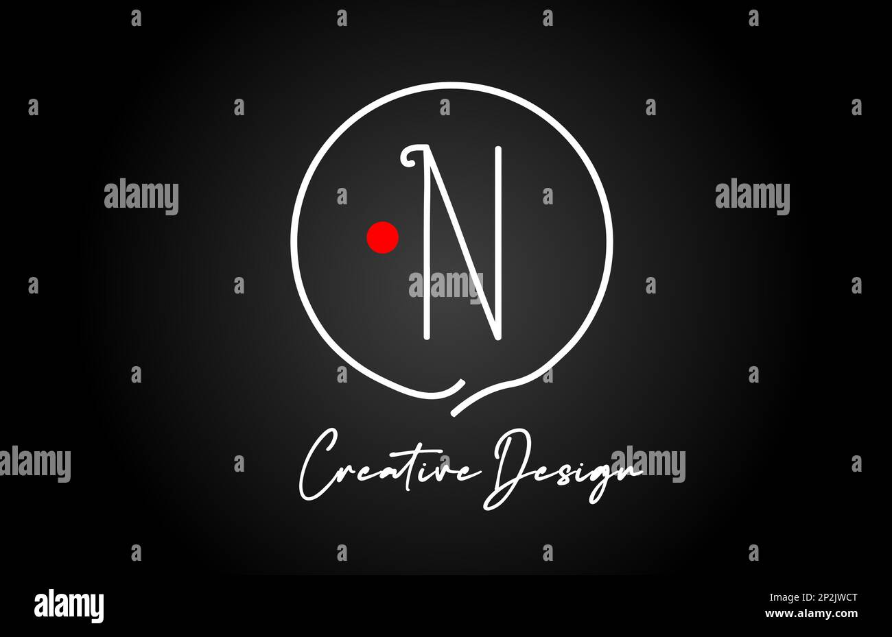N alphabet letter logo icon design with line red dot and vintage style ...