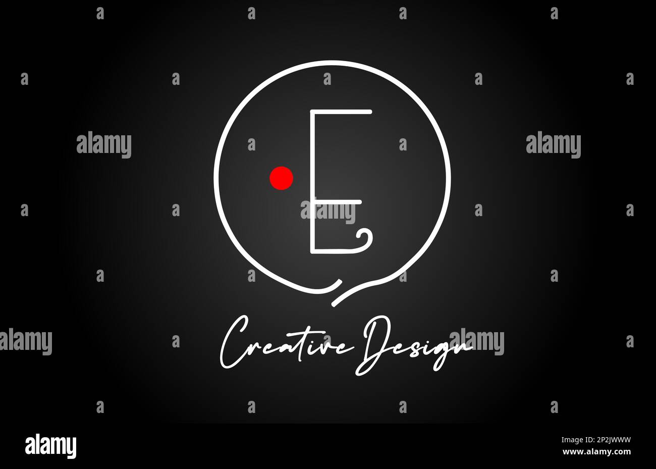 E alphabet letter logo icon design with line red dot and vintage style ...