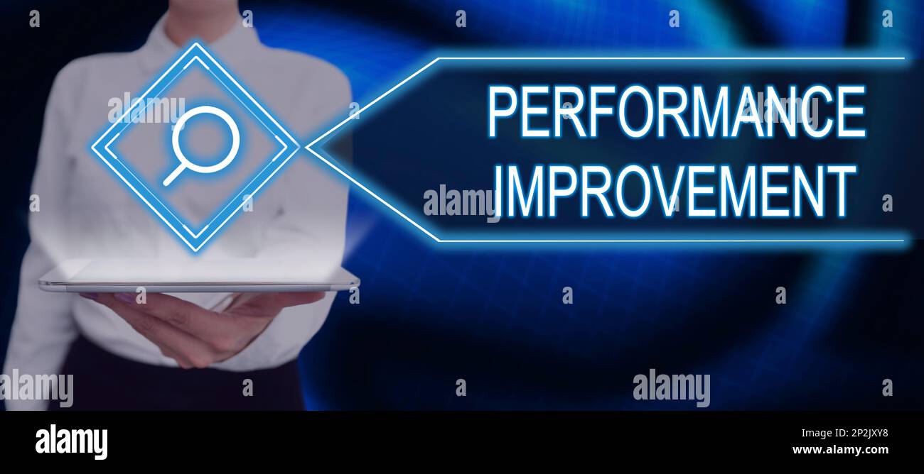 Text caption presenting Performance Improvement. Business approach ...