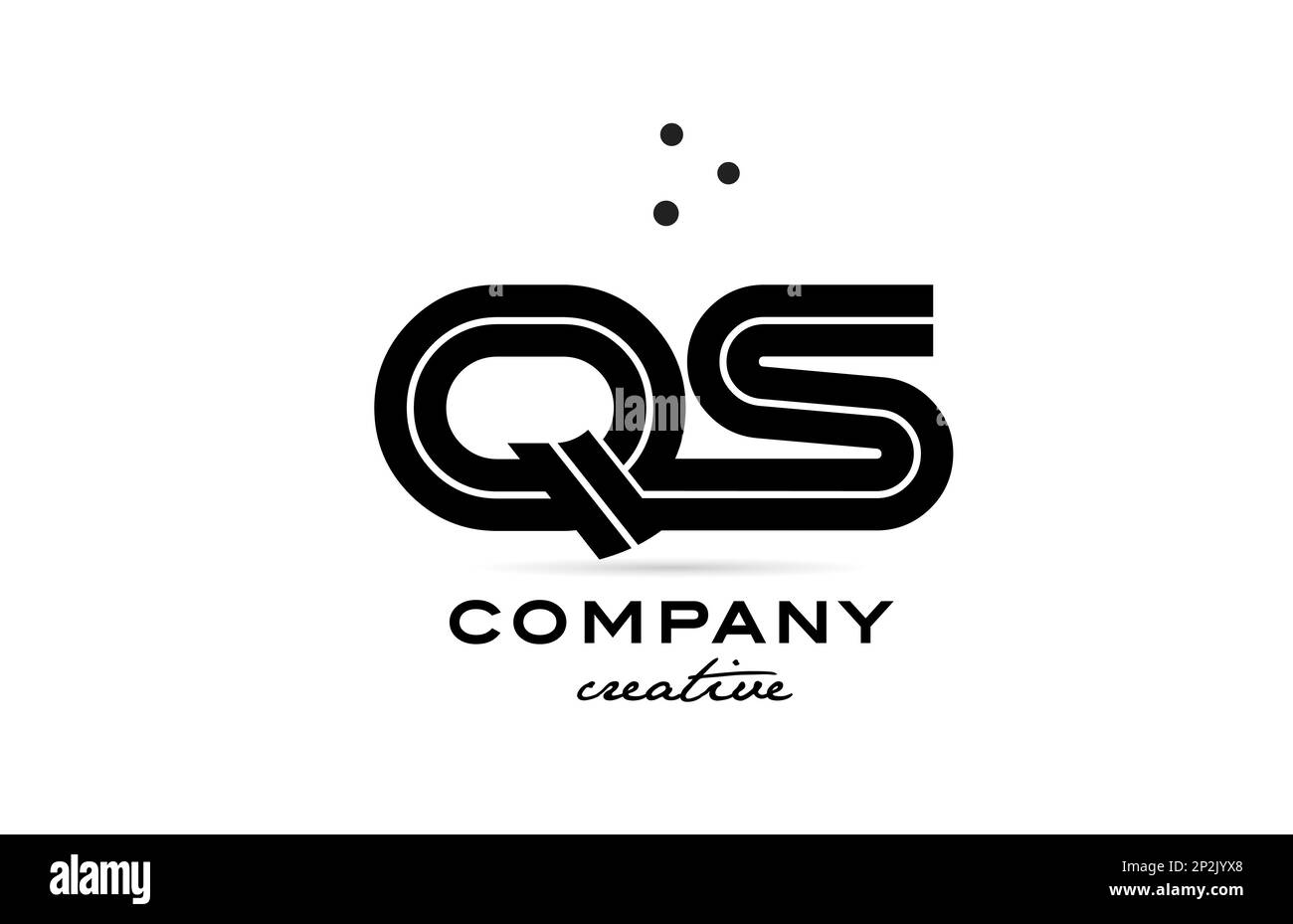 QS black and white combination alphabet bold letter logo with dots ...