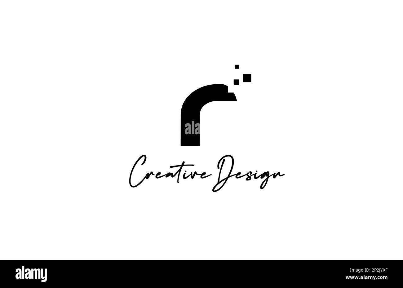black white R alphabet letter logo icon design with dots. Creative ...
