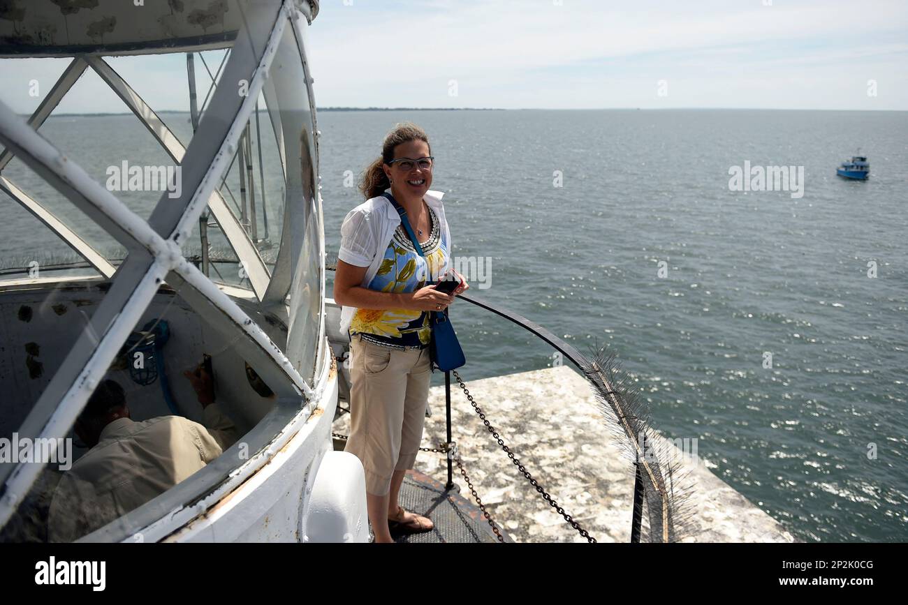 Kristin Harkness takes in the view from the balcony of the lantern room ...