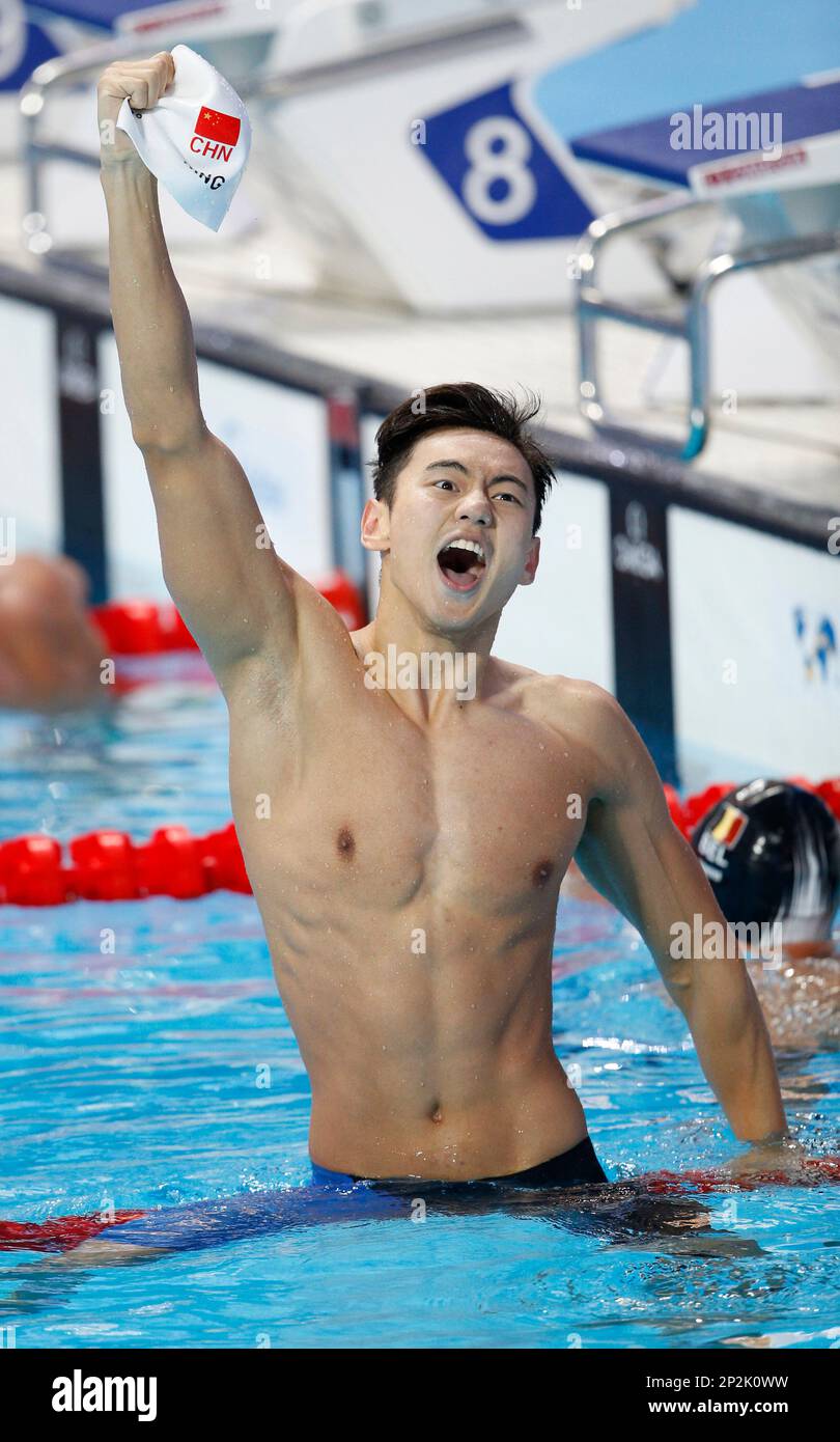 China's Ning Zetao celebrates after winning the gold medal in the men's ...
