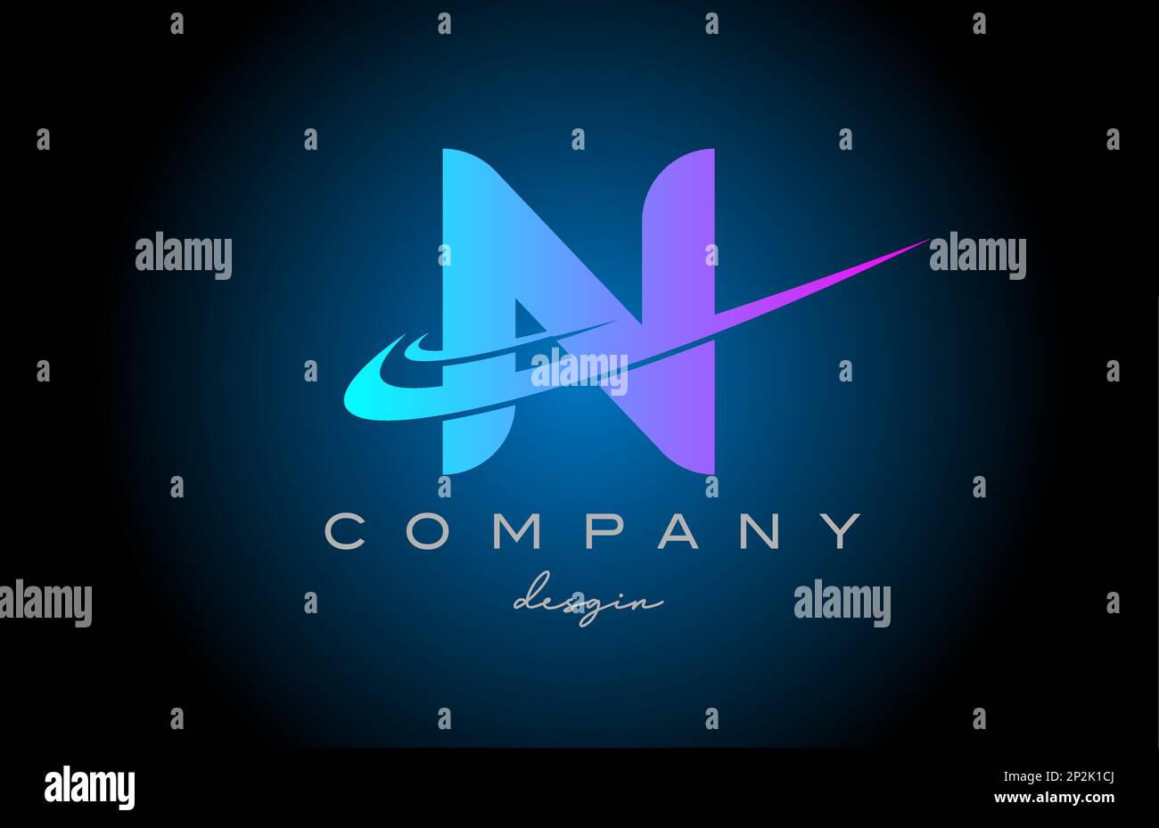 N pink blue alphabet letter logo with double swoosh. Corporate creative ...