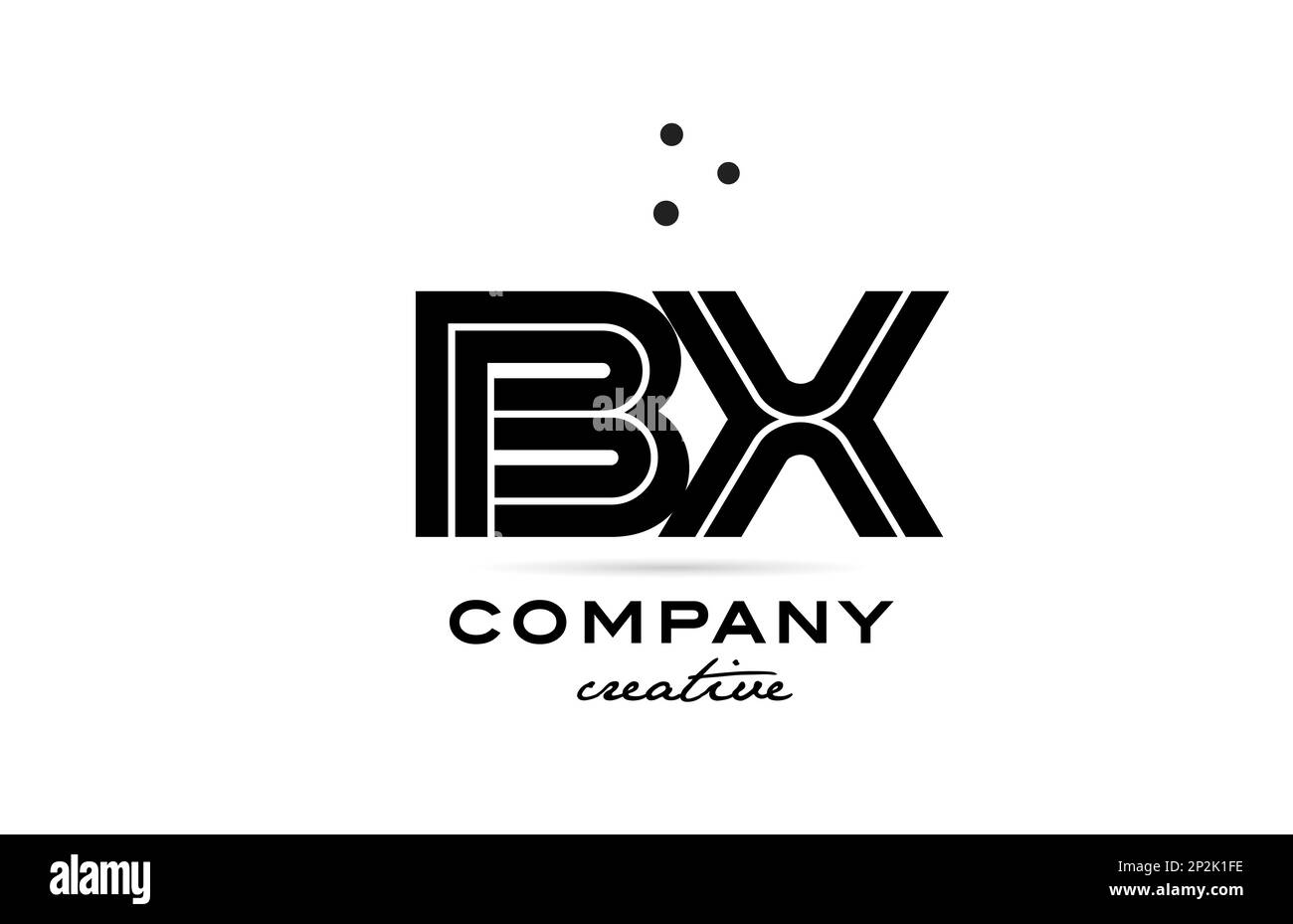 BX black and white combination alphabet bold letter logo with dots ...