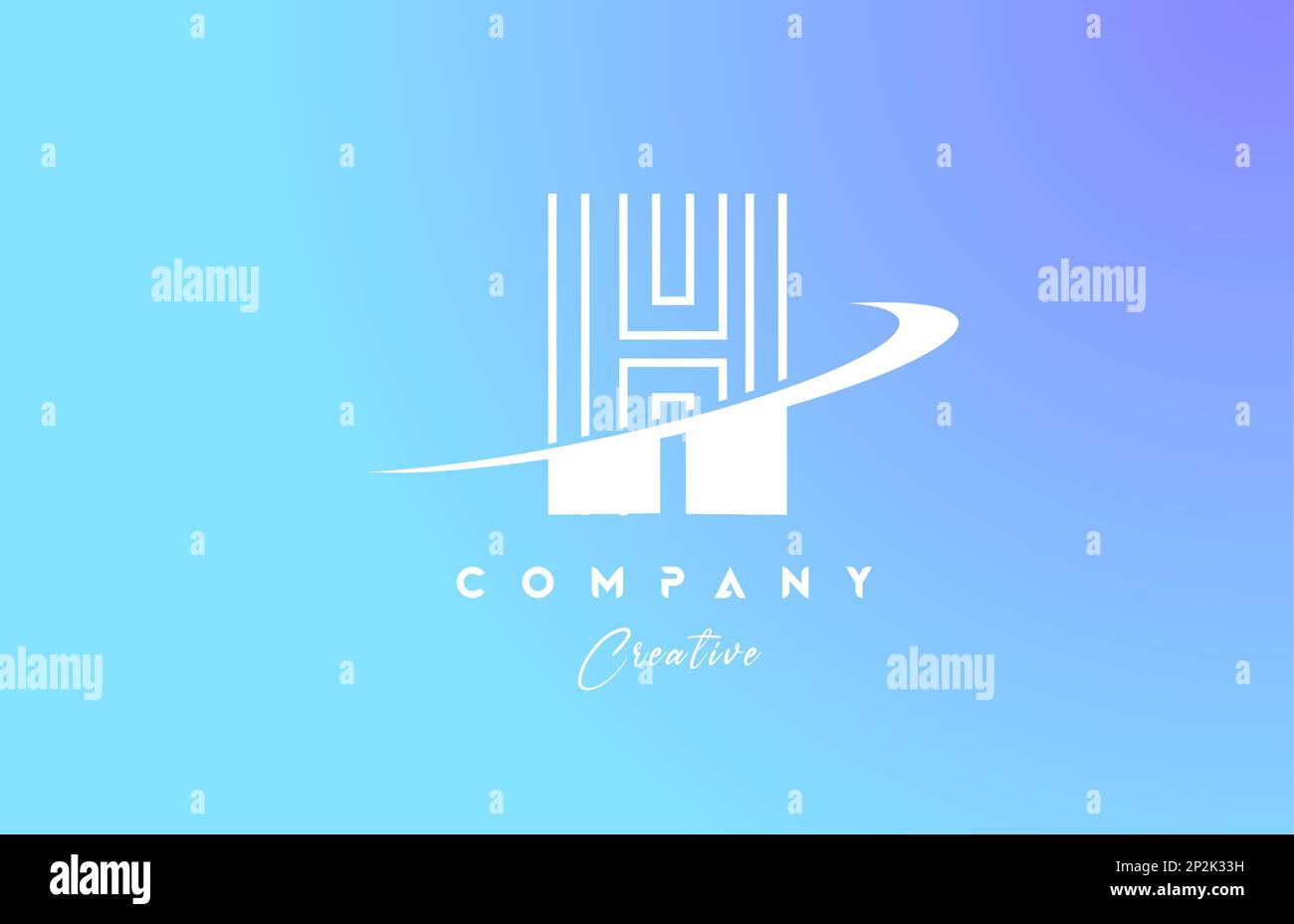 pastel color H blue alphabet letter logo icon design with swoosh ...