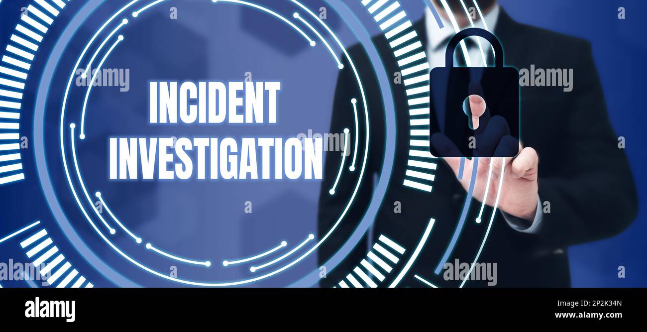 Hand writing sign Incident Investigation. Business idea responsible for ...
