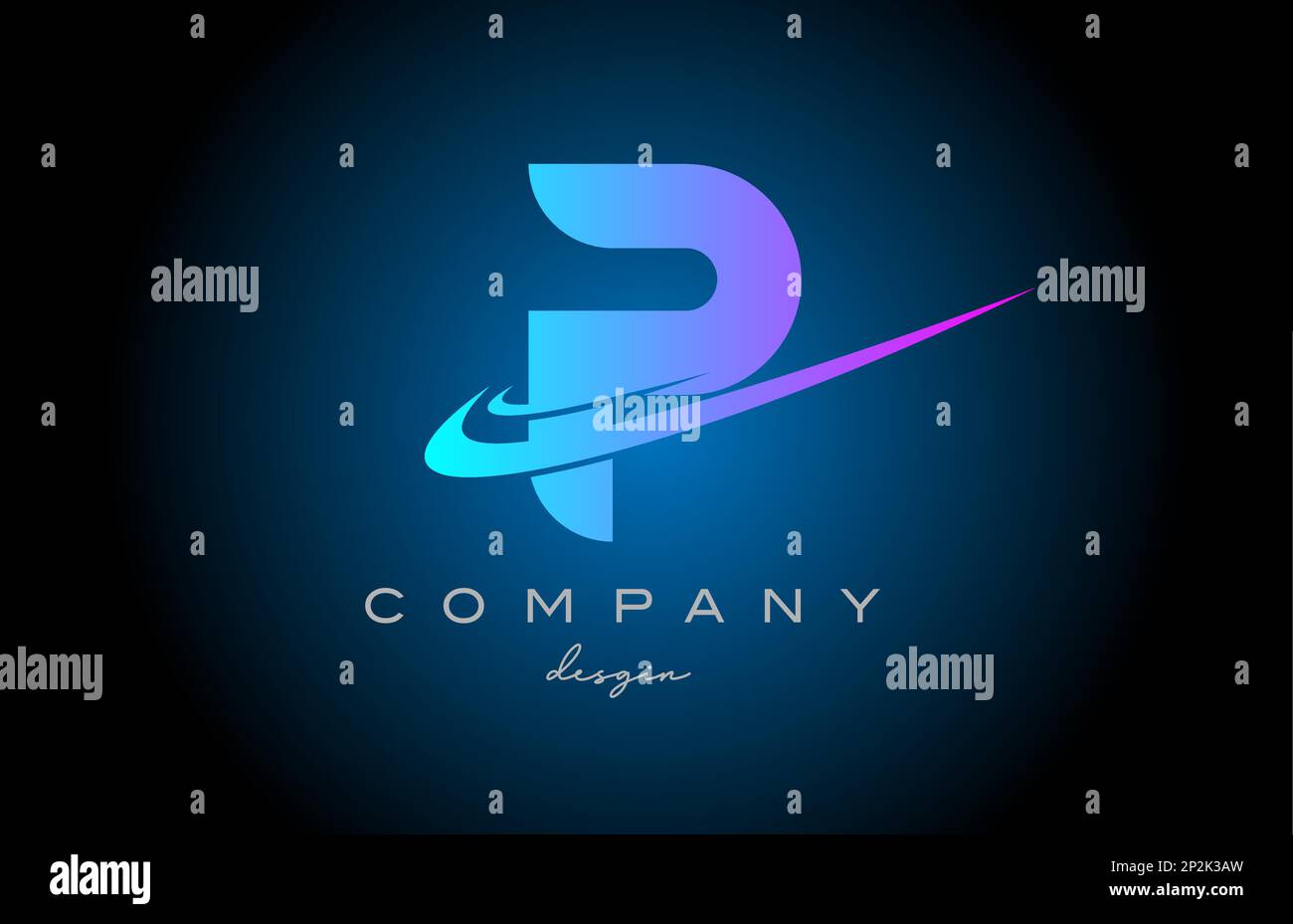 P pink blue alphabet letter logo with double swoosh. Corporate creative ...