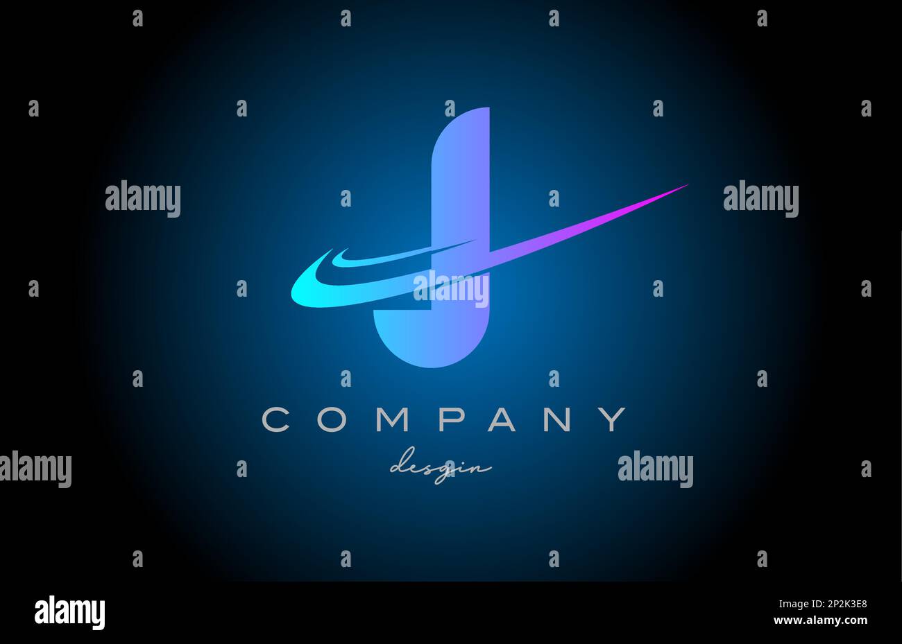 J pink blue alphabet letter logo with double swoosh. Corporate creative ...