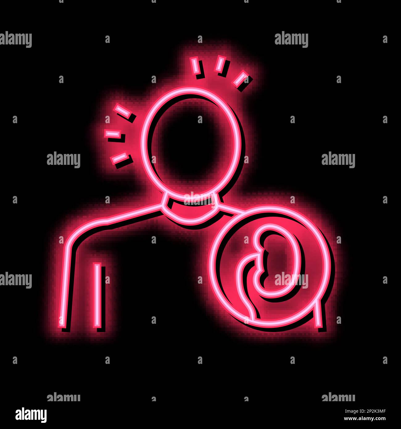 paleness human skin, kidney disease neon glow icon illustration Stock ...