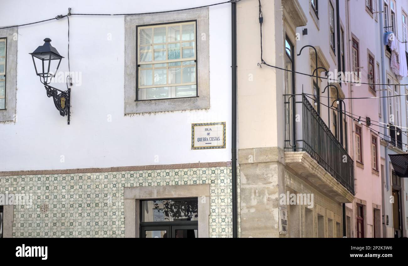 Coimbra, Portugal - August 15, 2022: Tiled street signage with ...
