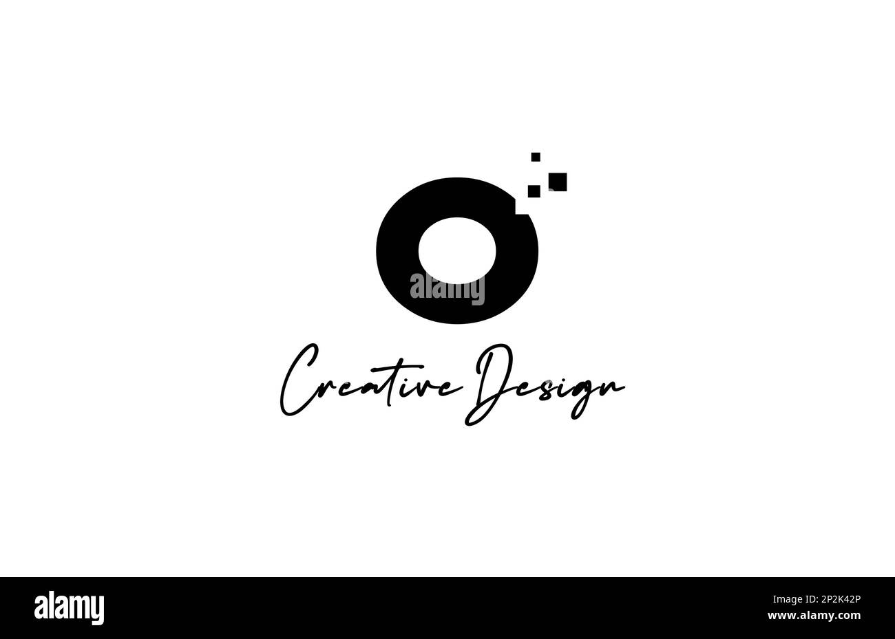 black white O alphabet letter logo icon design with dots. Creative ...