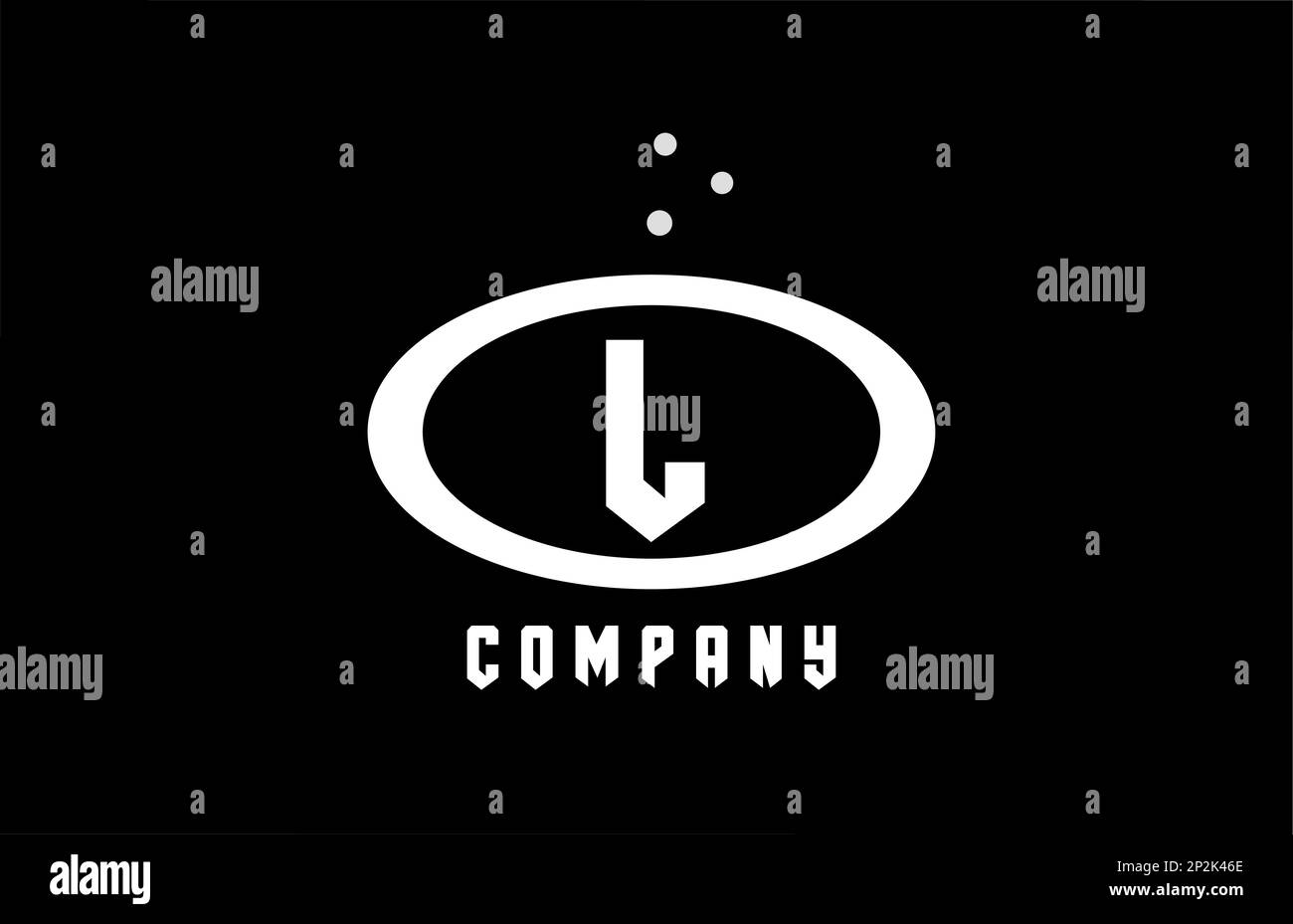L black and white ellipse alphabet bold letter logo with dots. Creative ...