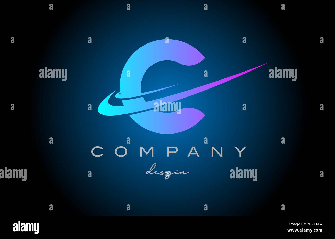 C pink blue alphabet letter logo with double swoosh. Corporate creative ...