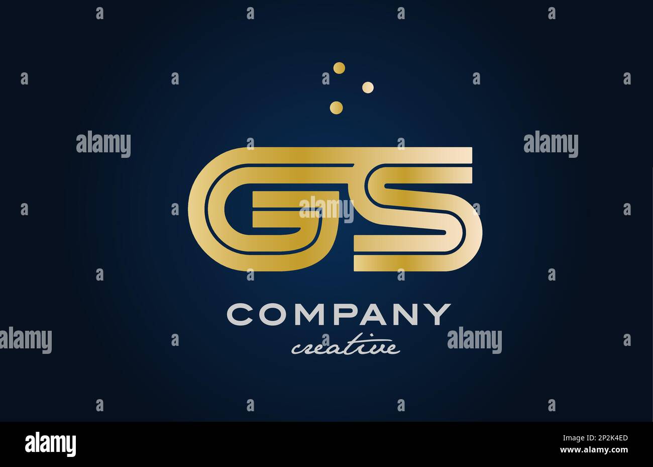 gold golden GS combination alphabet bold letter logo with dots. Joined ...