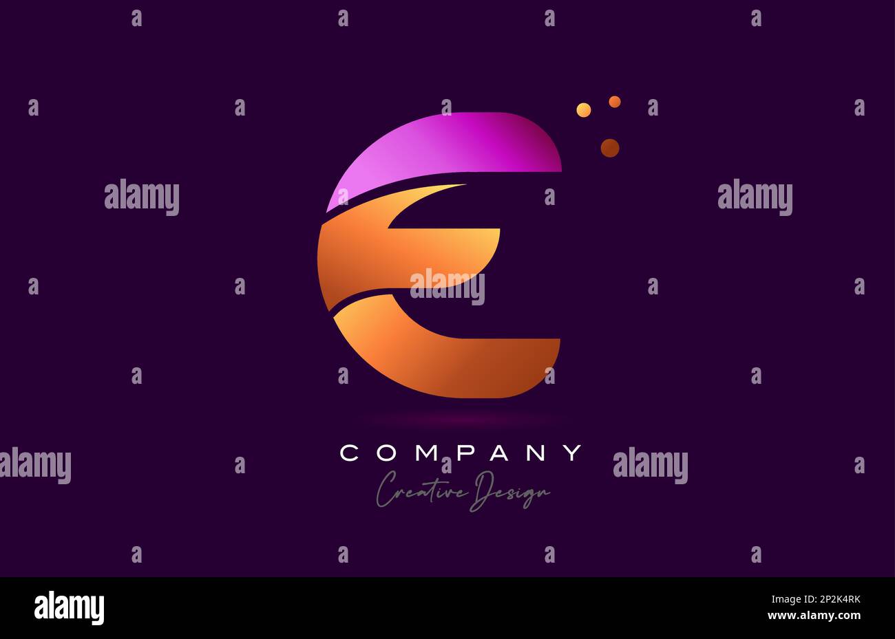 E pink yellow alphabet letter logo icon design. Creative template for ...