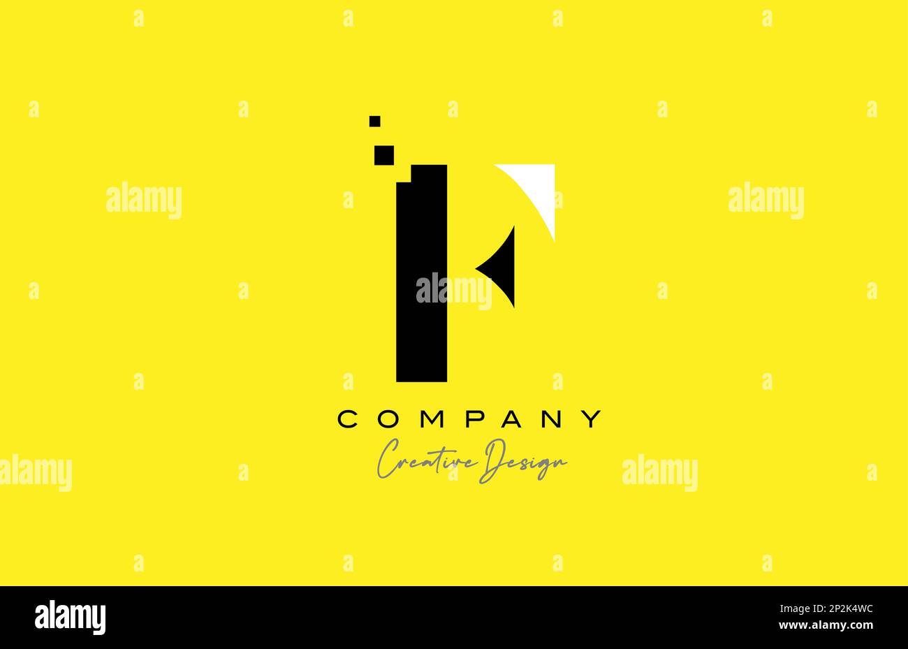 yellow black F alphabet letter logo icon design with dots. Creative ...