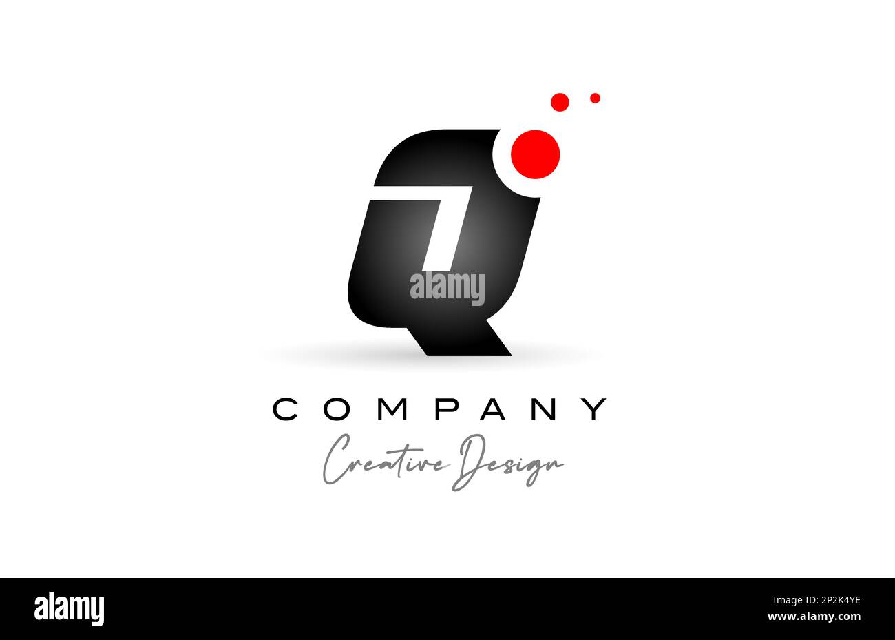 black and white Q alphabet letter logo with red dot. Corporate creative ...