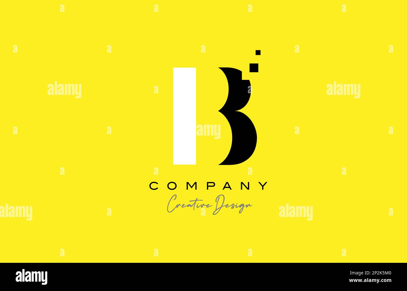 yellow black B alphabet letter logo icon design with dots. Creative ...