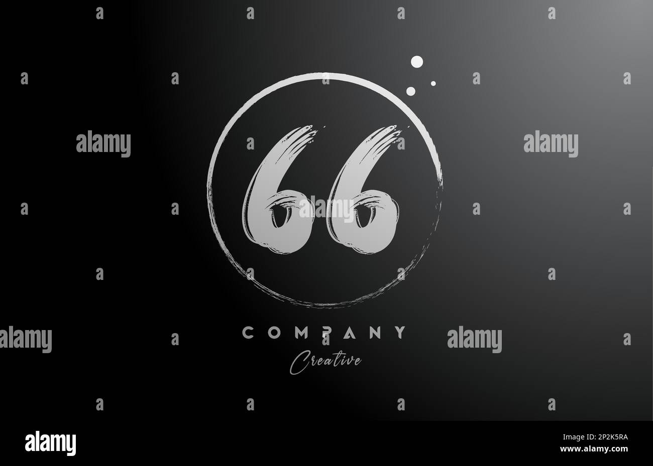 black white 66 number letter logo icon design with dots and circle ...