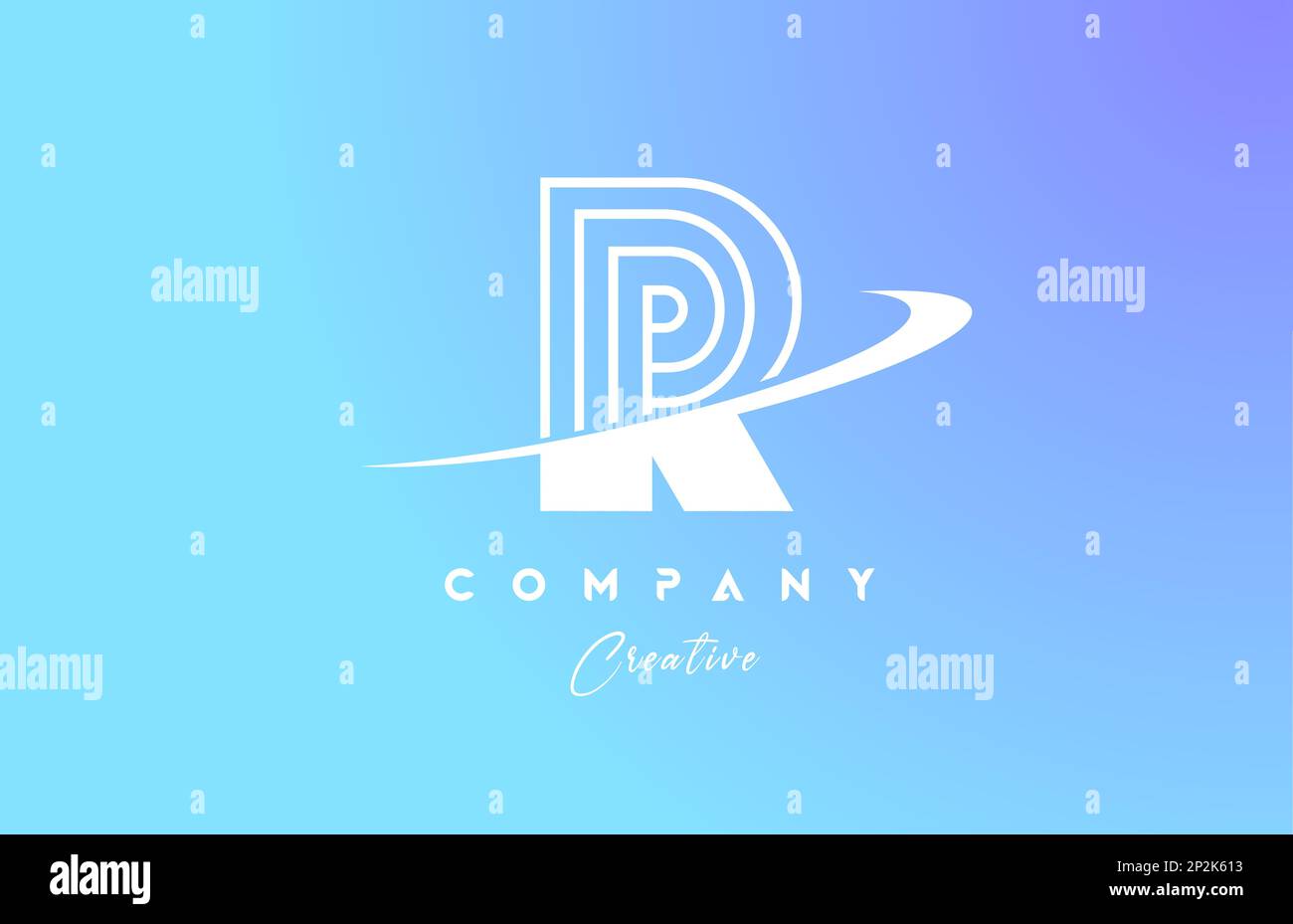 pastel color R blue alphabet letter logo icon design with swoosh ...