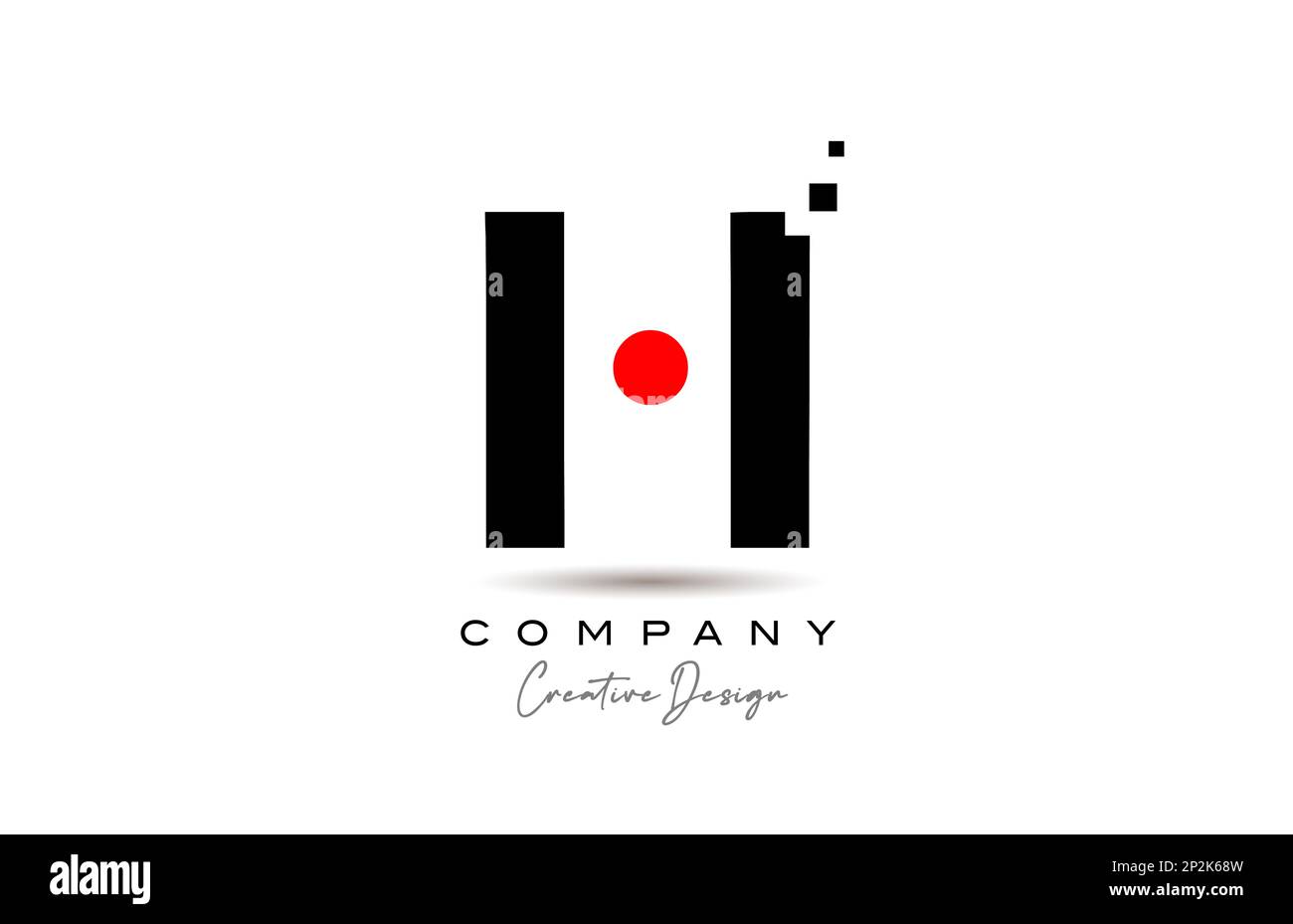 red black H alphabet letter logo icon design with dots. Creative ...