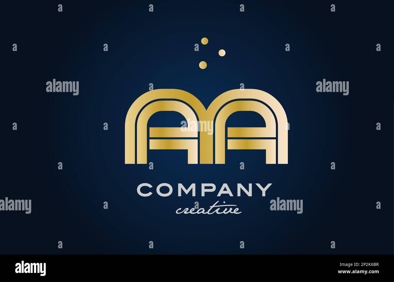 gold golden AA combination alphabet bold letter logo with dots. Joined ...