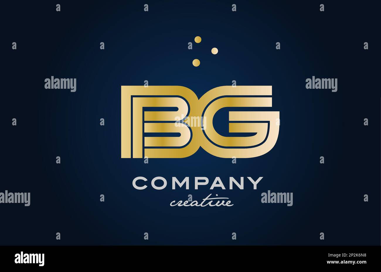 gold golden BG combination alphabet bold letter logo with dots. Joined ...